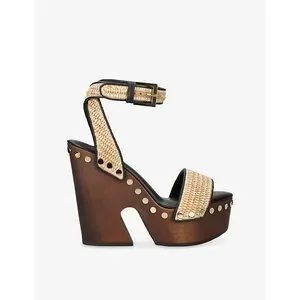 Givenchy Raffia Platform Wedge Sandals With Buckle Fastening - Beige Comb