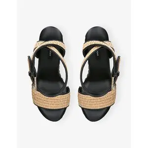 Givenchy Raffia Platform Wedge Sandals With Buckle Fastening