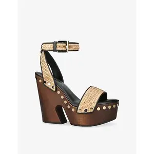 Givenchy Raffia Platform Wedge Sandals With Buckle Fastening