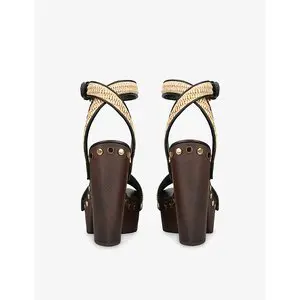 Givenchy Raffia Platform Wedge Sandals With Buckle Fastening