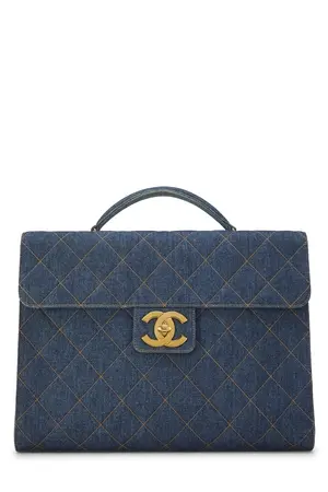 Chanel Quilted Denim Briefcase