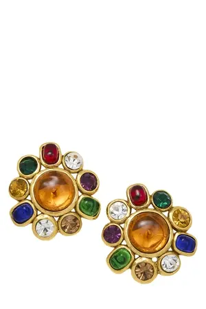 Chanel Multicolor Gripoix Gold Earrings