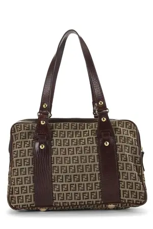 Fendi Beige Zucchino Canvas Boston