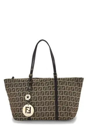 Fendi Zucchino Logo Tote - Beige