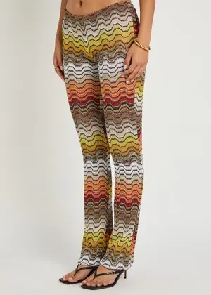 Missoni Patterned Metallic-knit Slim-leg Beach Trousers - Black