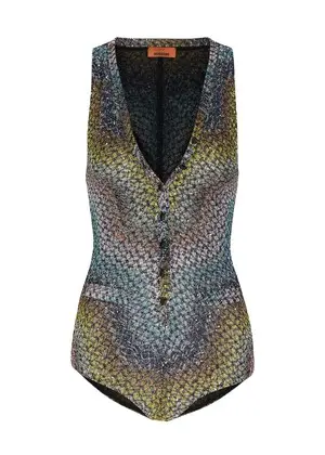 Missoni Zigzag Metallic-knit Plunge V-neck One-piece Swimsuit - Multicoloured