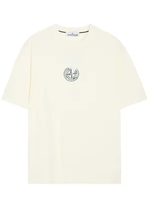 Stone Island Logo-print Cotton T-shirt - Ivory