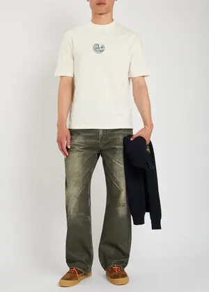 Stone Island Logo-print Cotton T-shirt - Ivory