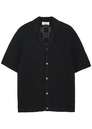LES DEUX Checked-weave Cotton-knit Shirt