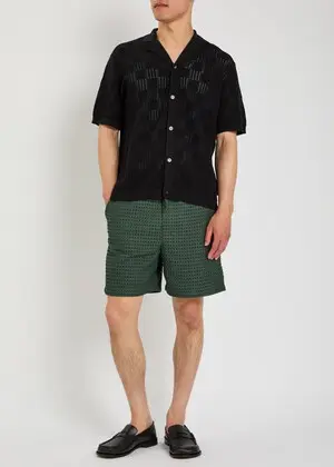 LES DEUX Checked-weave Cotton-knit Shirt