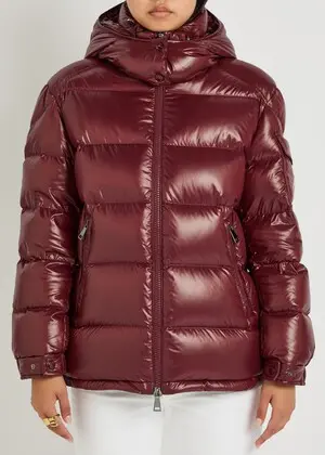 Moncler Laqué Nylon Padded Hooded Jacket - Red