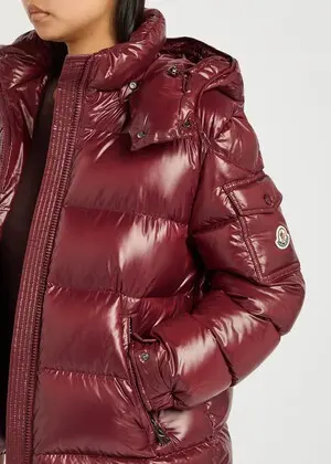 Moncler Laqué Nylon Padded Hooded Jacket - Red