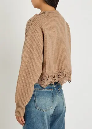 Chloé Lace-trimmed Wool And Cashmere-blend Jumper