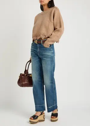 Chloé Lace-trimmed Wool And Cashmere-blend Jumper