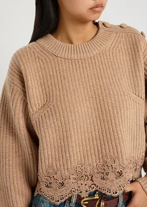 Chloé Lace-trimmed Wool And Cashmere-blend Jumper