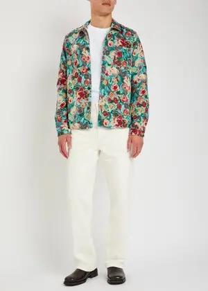 LES DEUX Floral-jacquard Woven Overshirt