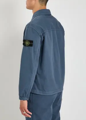 Stone Island Logo-appliquéd Herringbone Cotton Jacket