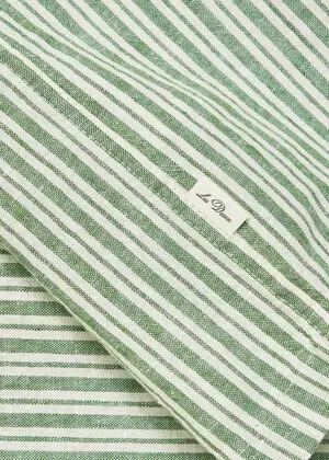 LES DEUX Striped Cotton And Linen-blend Shirt - Light Green
