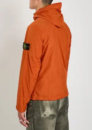 Stone Island Hooded Crinkled Nylon Jacket - Orange