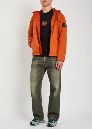 Stone Island Hooded Crinkled Nylon Jacket - Orange
