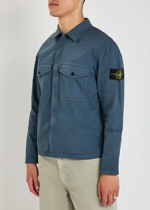 Stone Island Logo-appliquéd Stretch-cotton Overshirt - Blue Dark