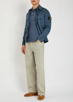 Stone Island Logo-appliquéd Stretch-cotton Overshirt - Blue Dark