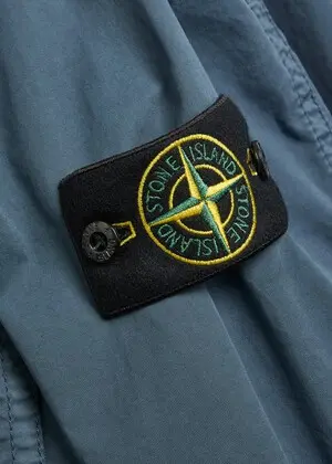 Stone Island Logo-appliquéd Stretch-cotton Overshirt - Blue Dark