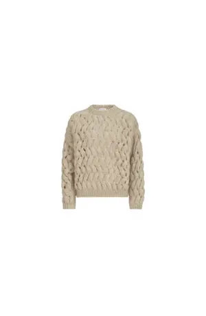 Brunello Cucinelli Dazzling Zigzag Cables Sweater In Mohair And Wool
