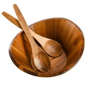 GIBSON HOME Sherwood Salad Bowl With Matching Serving Spoon & Fork