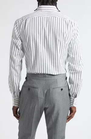 TOM FORD Classic Fit Stripe Cotton Poplin Button-up Shirt