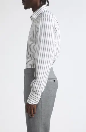 TOM FORD Classic Fit Stripe Cotton Poplin Button-up Shirt