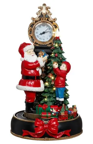 MARK ROBERTS Santa Clock Tree Scene - Red