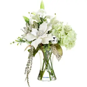 MARK ROBERTS Lily Hydrangea Christmas Vase - Pale Green