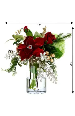 MARK ROBERTS Jeweled Poinsettia Christmas Vase