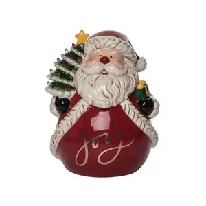 TRANSPAC Ceramic Christmas Vintage Santa Cookie Jar - Multicolored