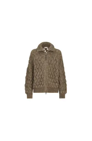 Brunello Cucinelli Mohair And Wool Dazzling Zigzag Cables Cardigan