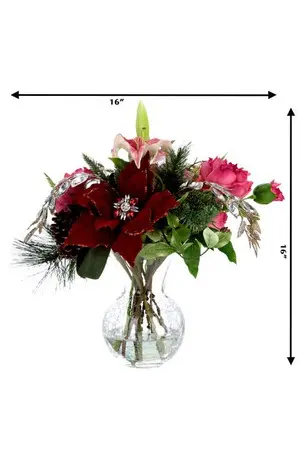 MARK ROBERTS Jeweled Poinsettia Flower Vase
