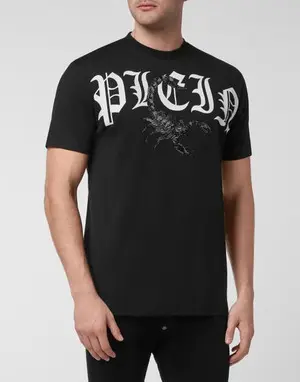 Philipp Plein T-shirt Round Neck Ss Scorpion With Crystals - Black