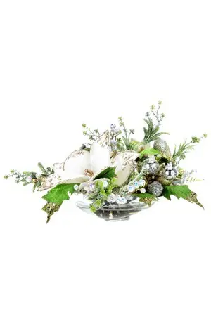 MARK ROBERTS Small Poinsettia Centerpiece - White