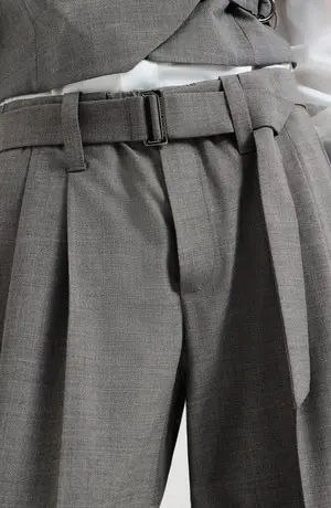 Brunello Cucinelli Tropical Luxury Wool Baggy Sartorial Trousers - Dark Grey