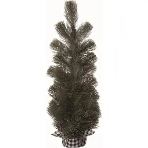 TRANSPAC Artificial Multicolor Christmas Tree In Buffalo Check Bag - Multicolored