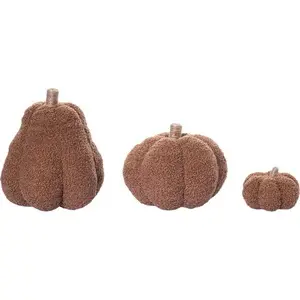 TRANSPAC Harvest Pumpkin Decoration Set Of 3 - Brown
