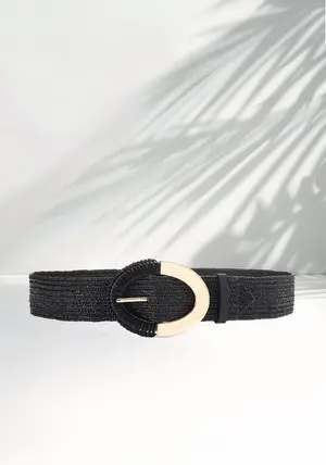 LASCANA Raffia Waist Belt With Decorative Buckle