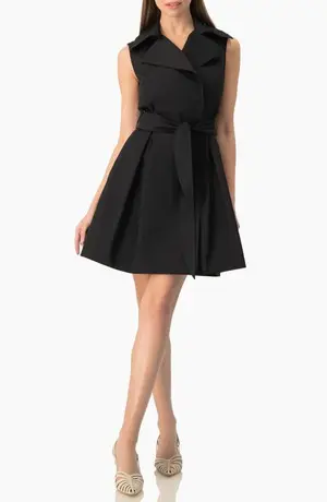 IVONNE Sleeveless Trench-style A-line Mini Dress