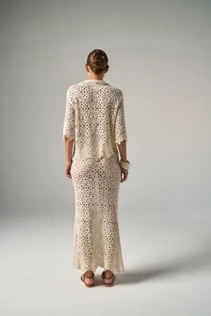 JBQ Maud Beaded Macramé Full Length Skirt