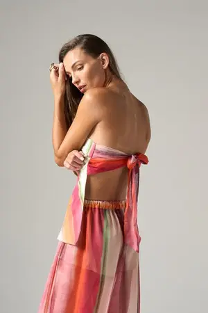 JBQ Ireland Strapless Sateen Top With Open Back