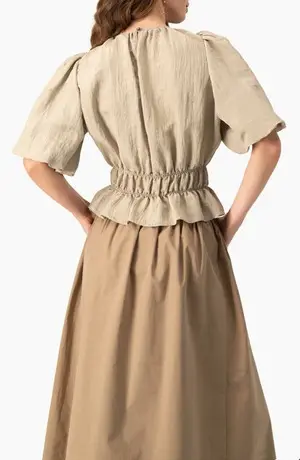 IVONNE Puff Sleeve Peplum