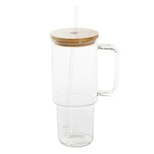 MR. COFFEE Crafted Calm 34 Oz Glass Travel Mug With Handle