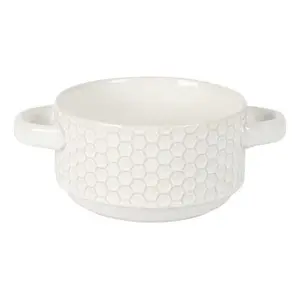 GIBSON ELITE Oyster Tide 4-piece Embossed Reactive Glaze Stoneware Soup Bowl Set