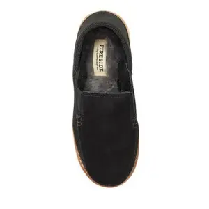 DEARFOAMS Fireside Suede Sport Knit Loafer Slippers - Black